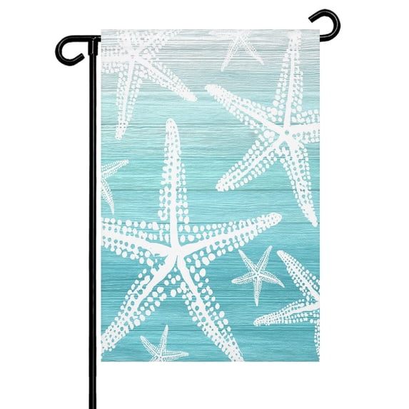 Coastal Teal Starfish Garden Flag 12x18 Inch Nautical Ocean Summer ...