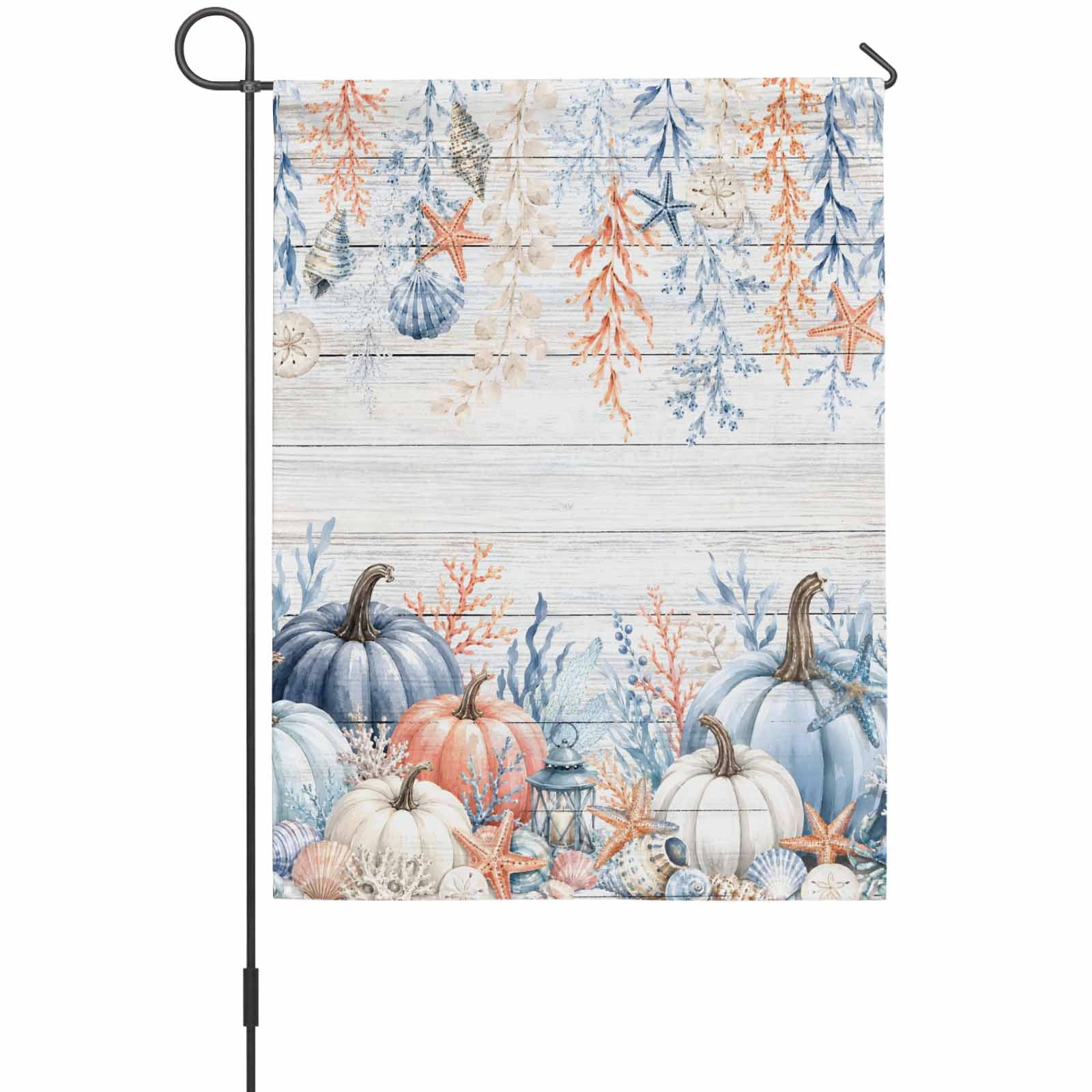 Coastal Thanksgiving House Flag 28 x 40 Inches, Orange Blue Fall ...