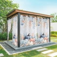 Coastal Thanksgiving Outdoor Curtains, Orange Blue Fall Pumpkin Seaweed ...