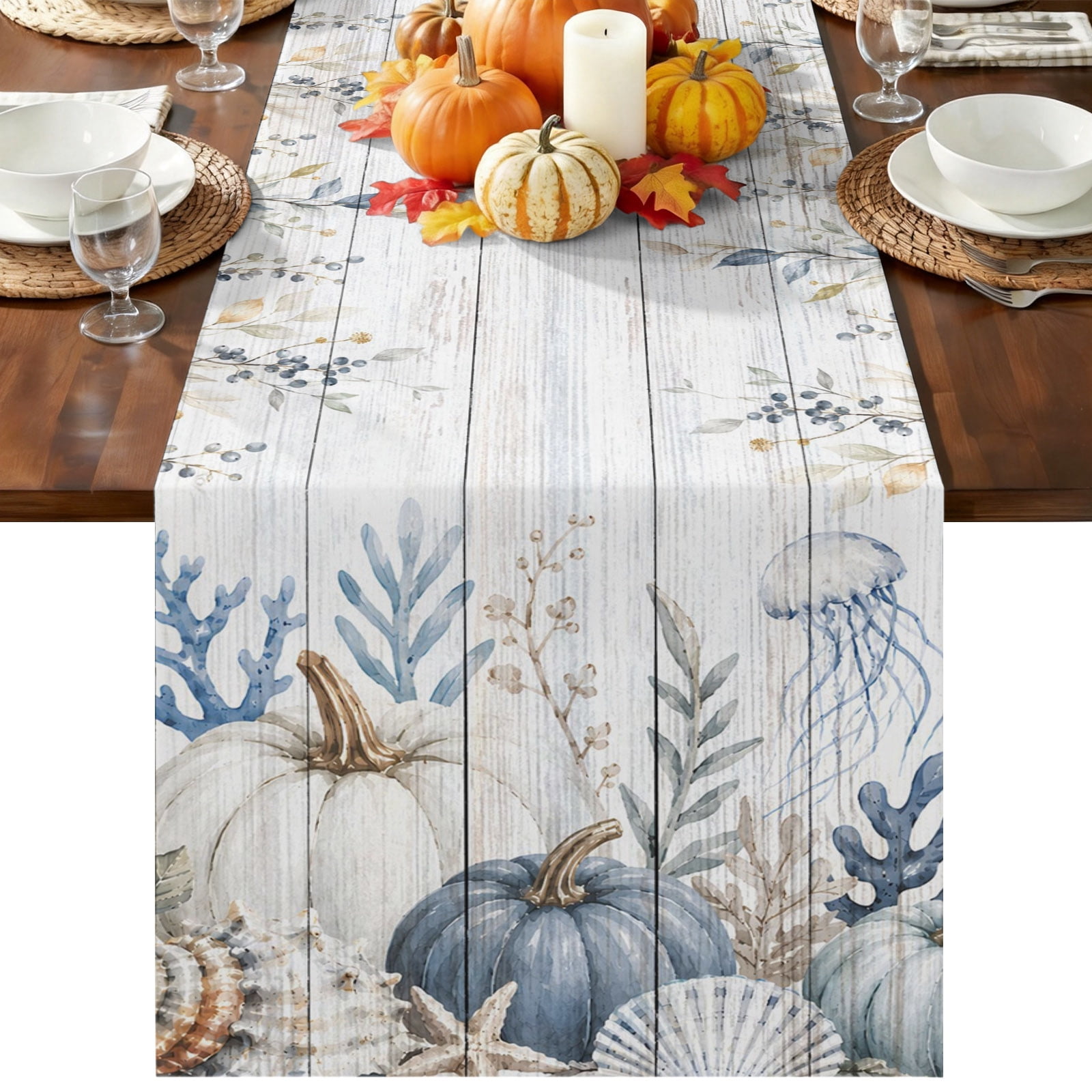 Coastal Thanksgiving Table Runner 36 Inches,Short Dining Table Runners ...