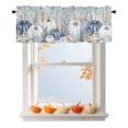 Coastal Thanksgiving Valances for Windows, Blue Pumpkin Cone Shell ...