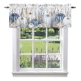 Coastal Thanksgiving Valances for Windows, Botanical Blue White Pumpkin ...