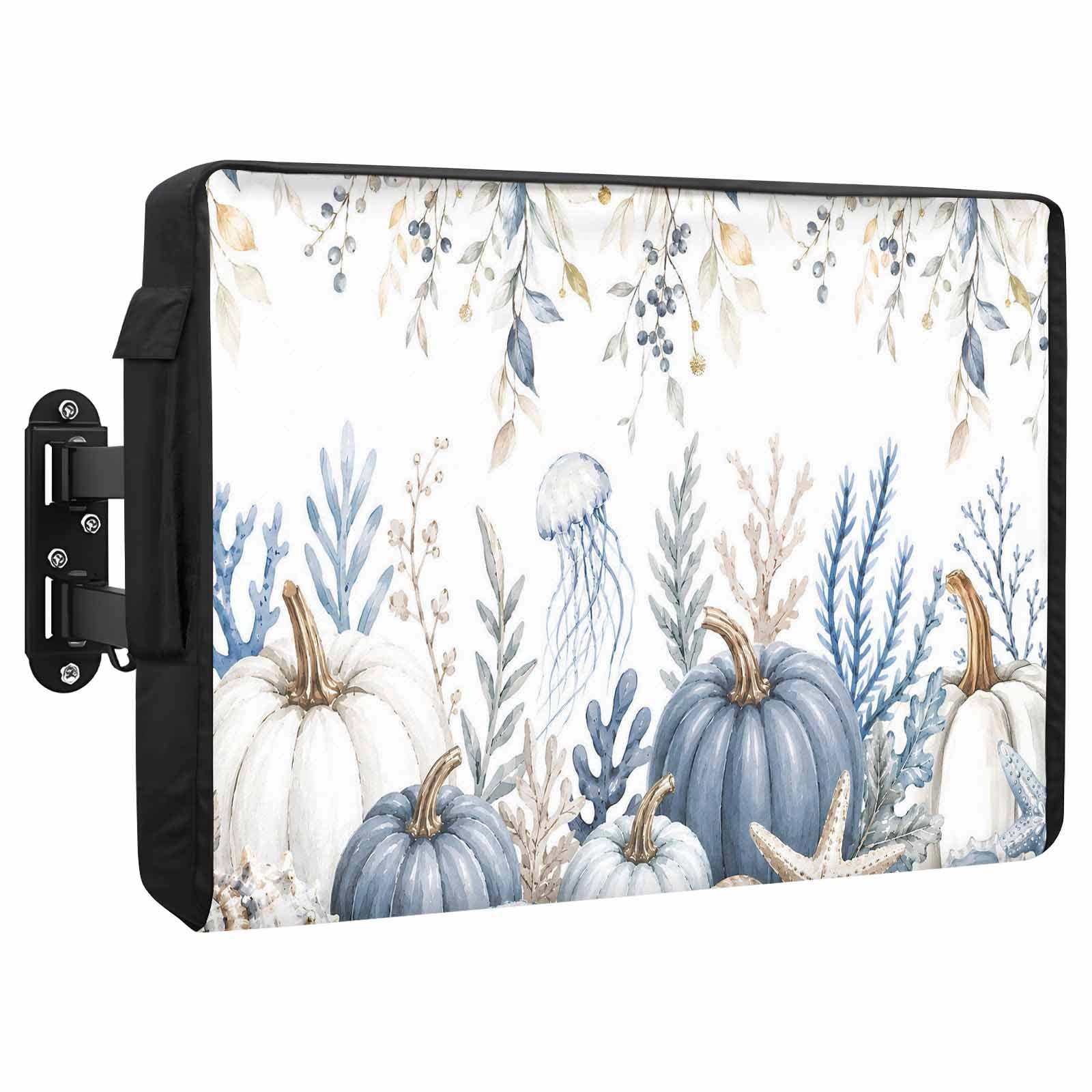 Coastal Thanksgiving Waterproof Outdoor TV Cover, Fall Cream Blue ...