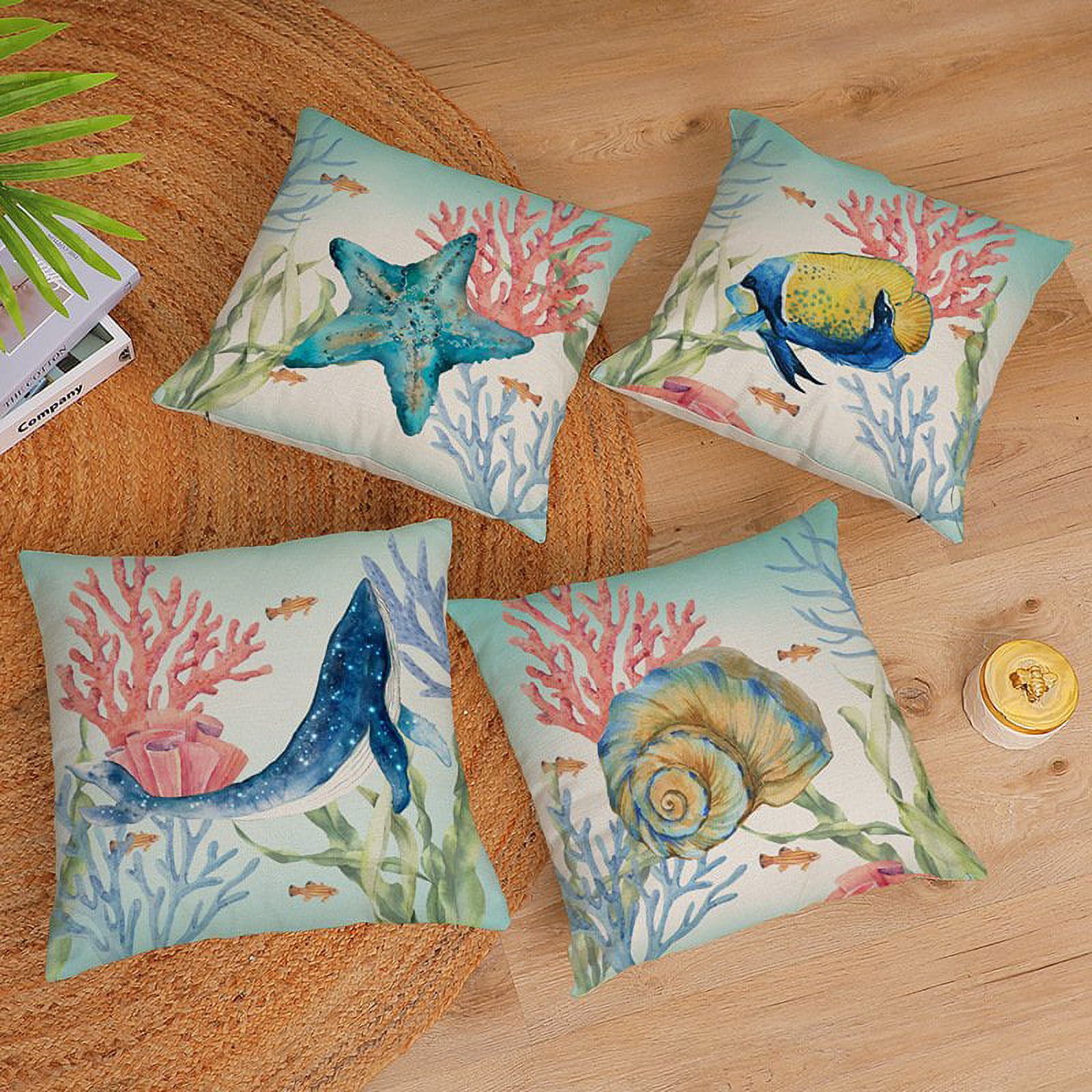 Coastal Throw Pillow Covers Ocean Outdoor Beach Pillows Cover 18x18 ...