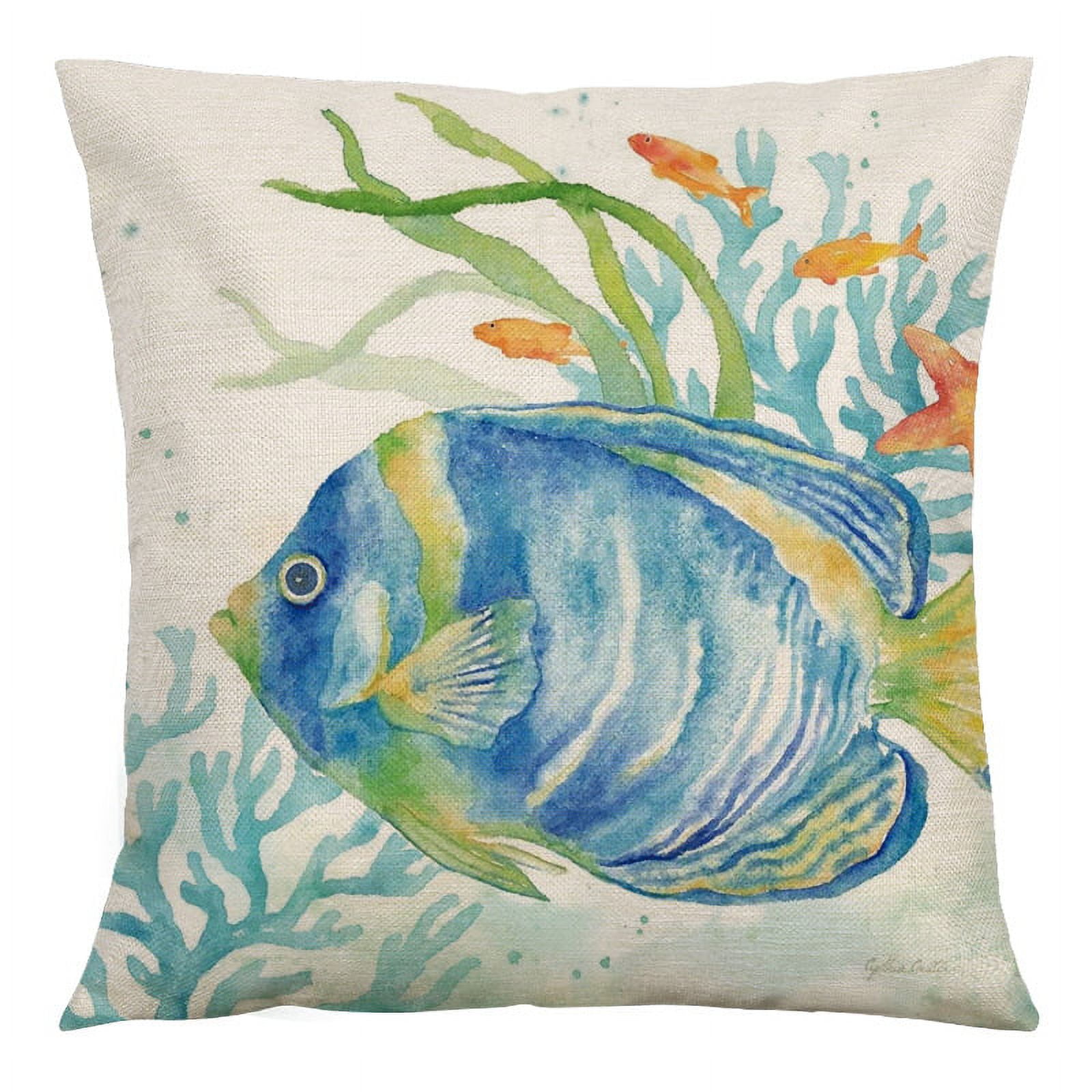Vorkoi Decorative Tropical Pillow Covers, Nautical Ocean Theme, 18x18 ...