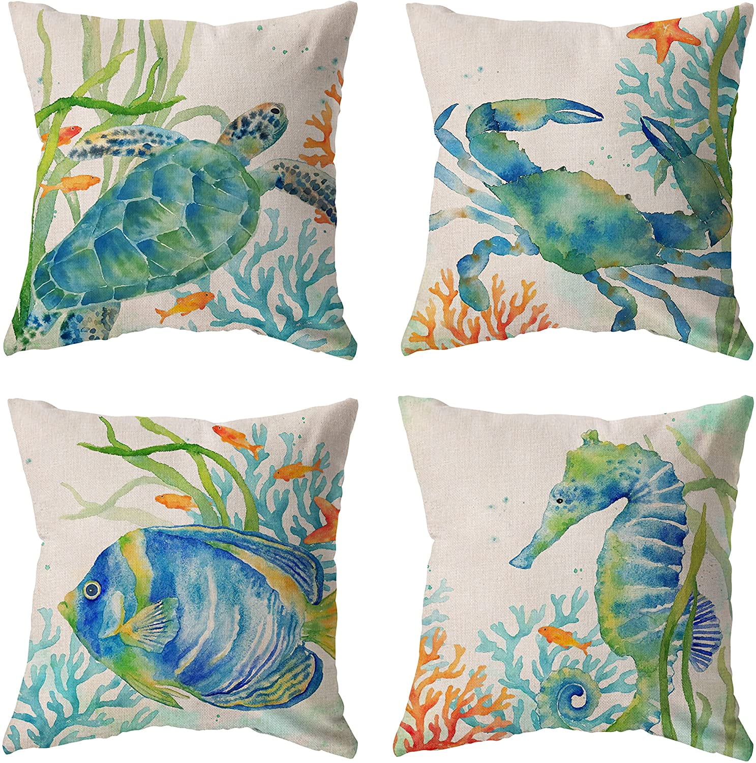 Coastal Throw Pillow Covers Ocean Outdoor Beach Pillows Cover 18x18 ...
