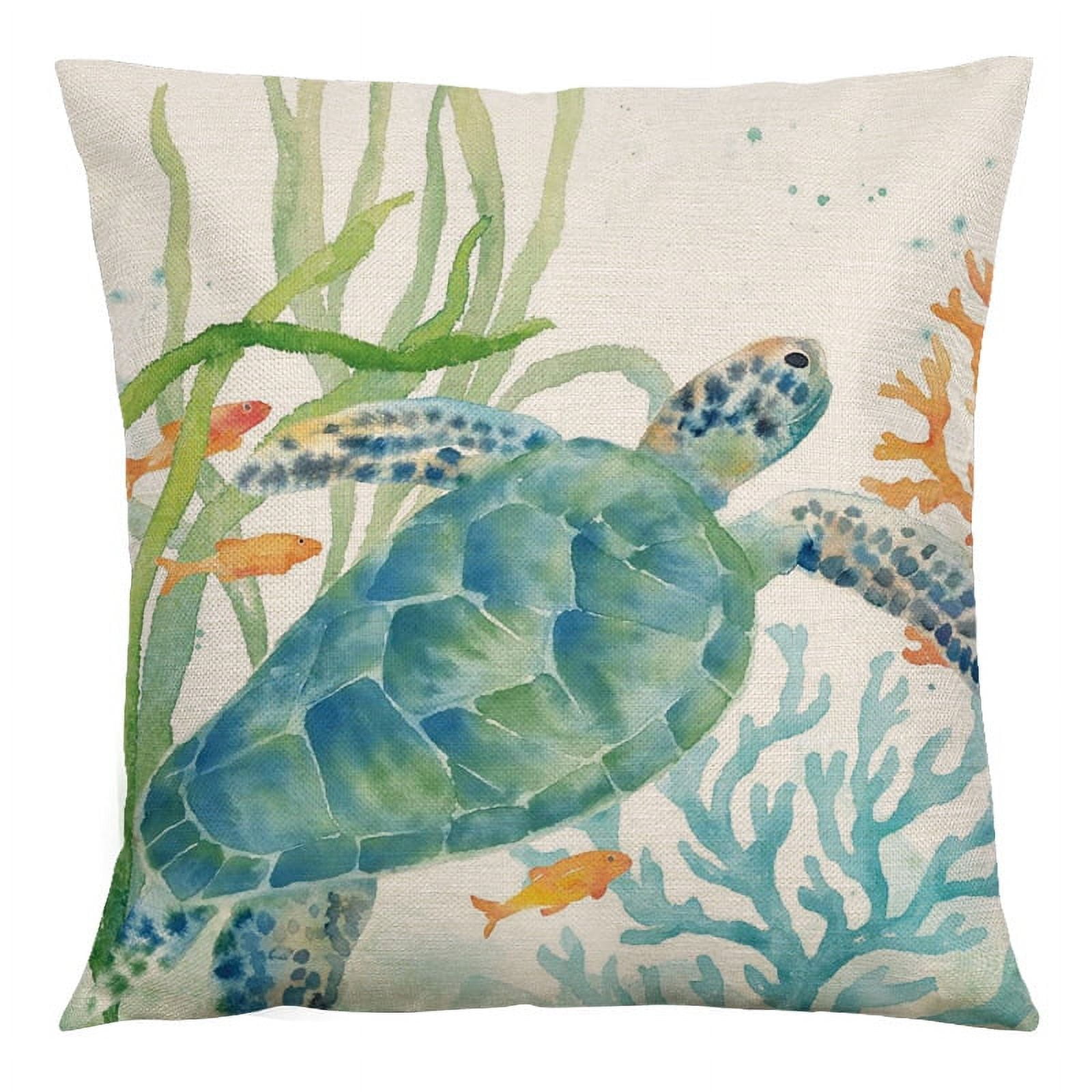 Coastal 18x18 Inch Throw Pillow Cover, Ocean Beach Theme with Sea ...