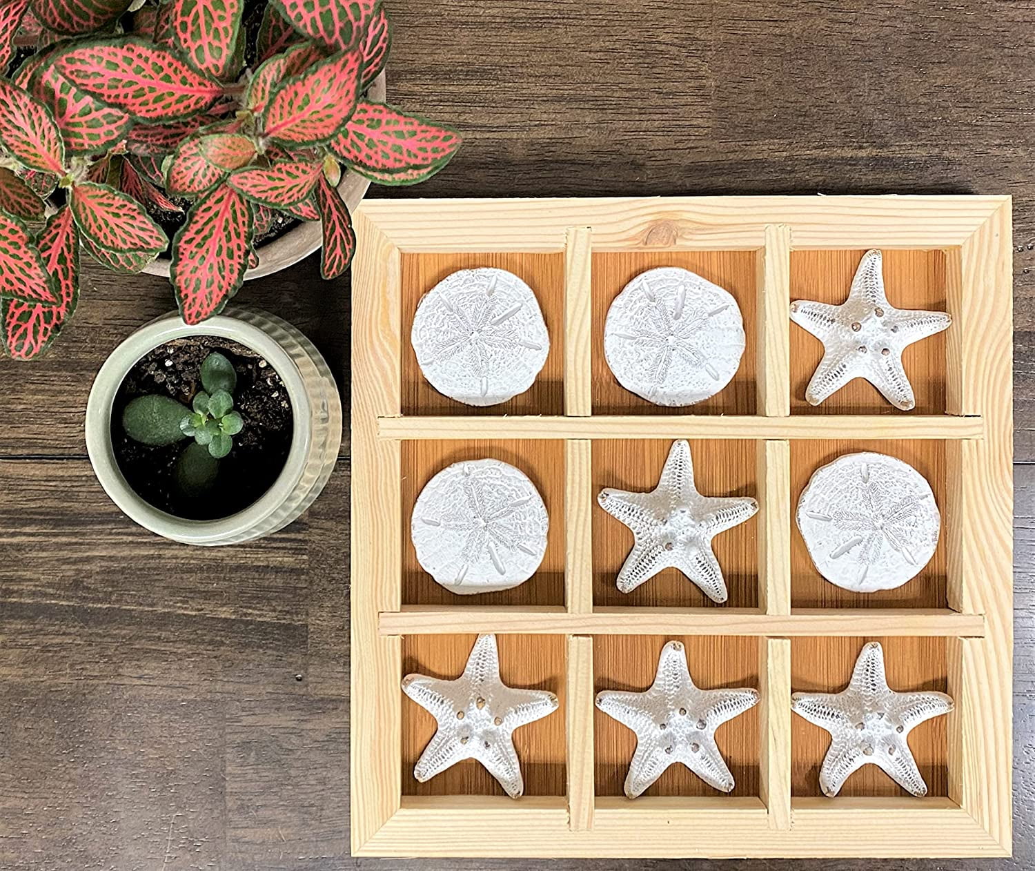 Coastal Tic Tac Toe Set Starfish Sand Dollar Board Game Home Decor ...