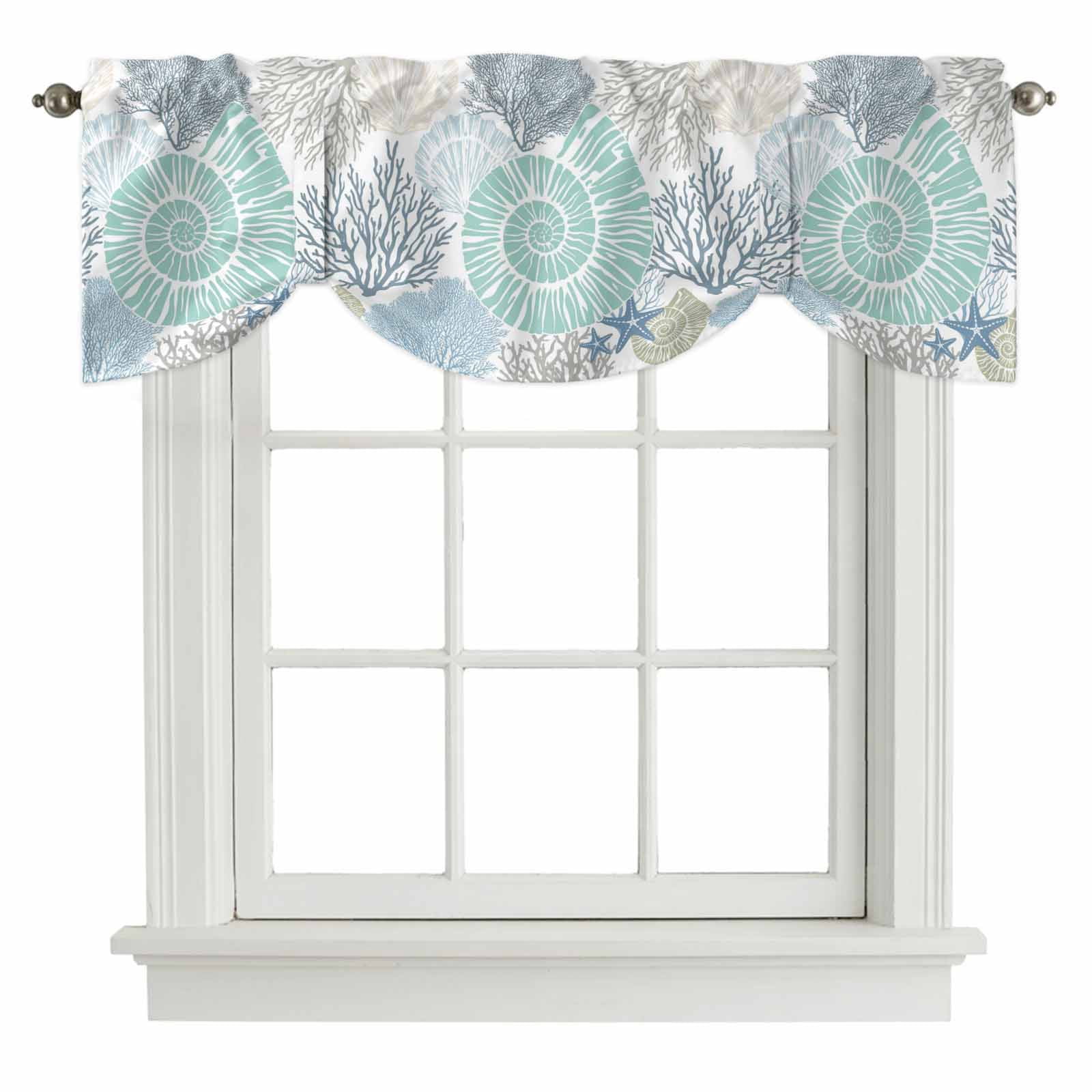 Coastal Tie Up Valance Curtains for Windows, Kitchen Curtains Window ...