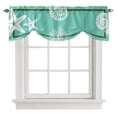 Coastal Tie Up Valances Curtain, Starfish Shell Coral Rustic Turquoise ...