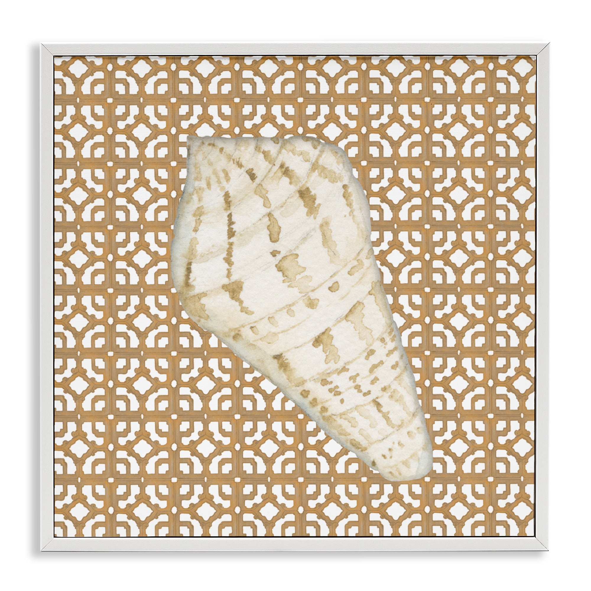 Stupell Industries Coastal Tile And Shell White Framed Giclee Art ...