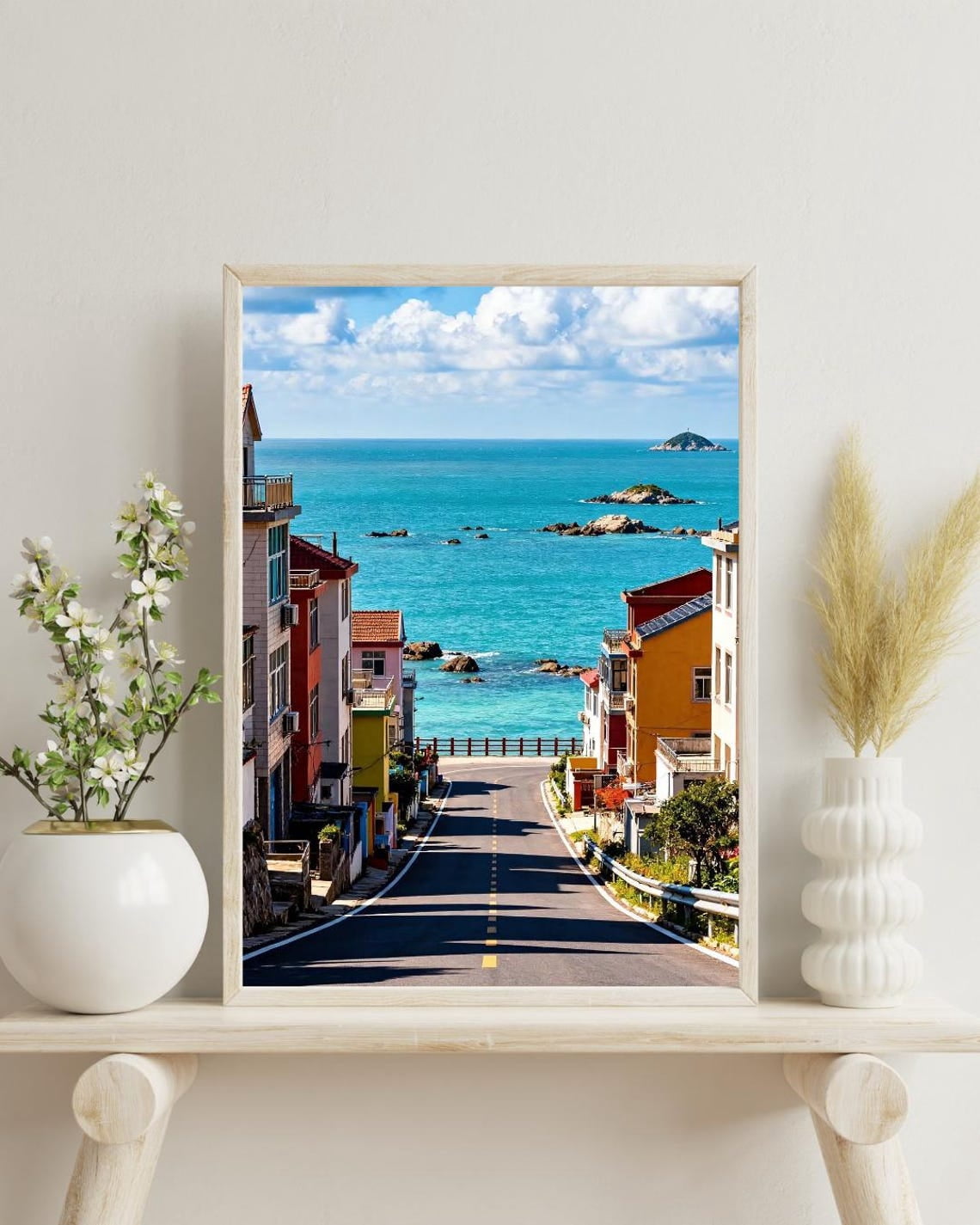Coastal Town Road Ocean View Colourful Village Sea Turquoise Ocean ...