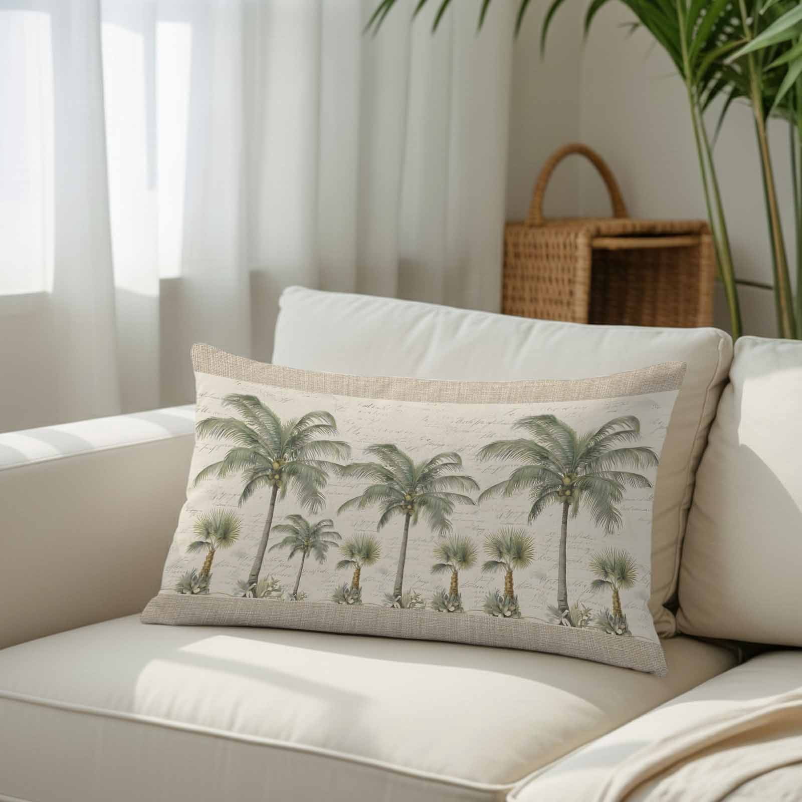 Coastal Tropical Olive Green Palm Trees Throw Pillow Covers, Decorative ...