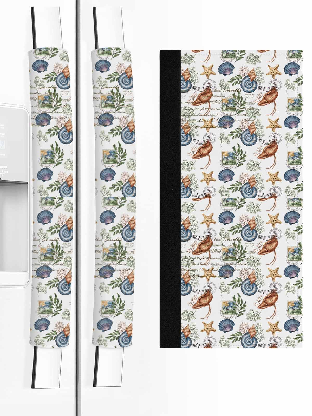 Coastal Tropical Refrigerator Door Handle Covers Set of 2, Palm Leaves ...