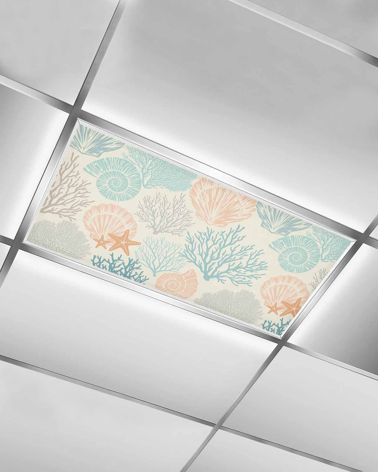 Coastal Turquoise Fluorescent Light Covers for Ceiling Lights 4x2 feet ...