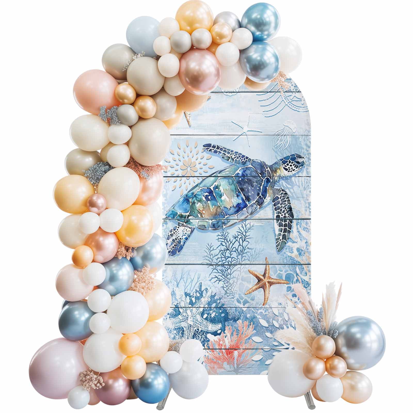 Coastal Turtle Arch Backdrop Cover 7.2Ft, Wedding Arch Covers Stretchy ...