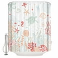 Coastal Turtle Bathroom Shower Curtains with 12 Hooks Polyester ...