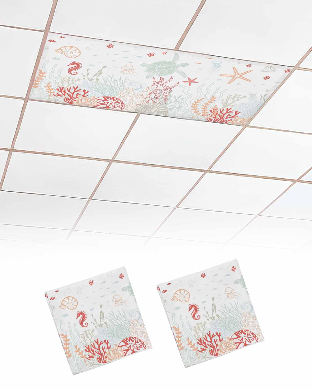 Coastal Turtle Fluorescent Light Covers for Ceiling Lights 4x2 feet,2 ...
