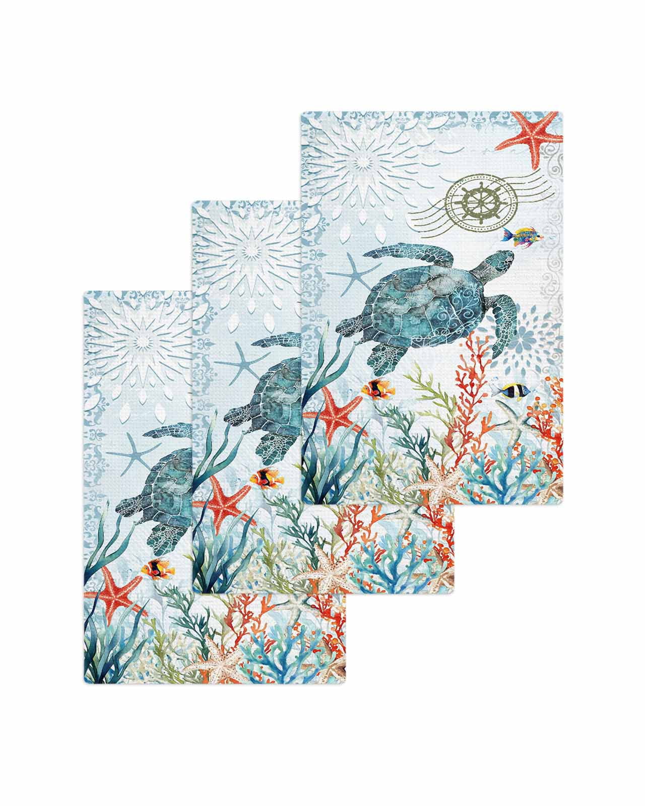 Decorative Microfiber Towels Watercolor Coastal Beach Kitchen Towels ...