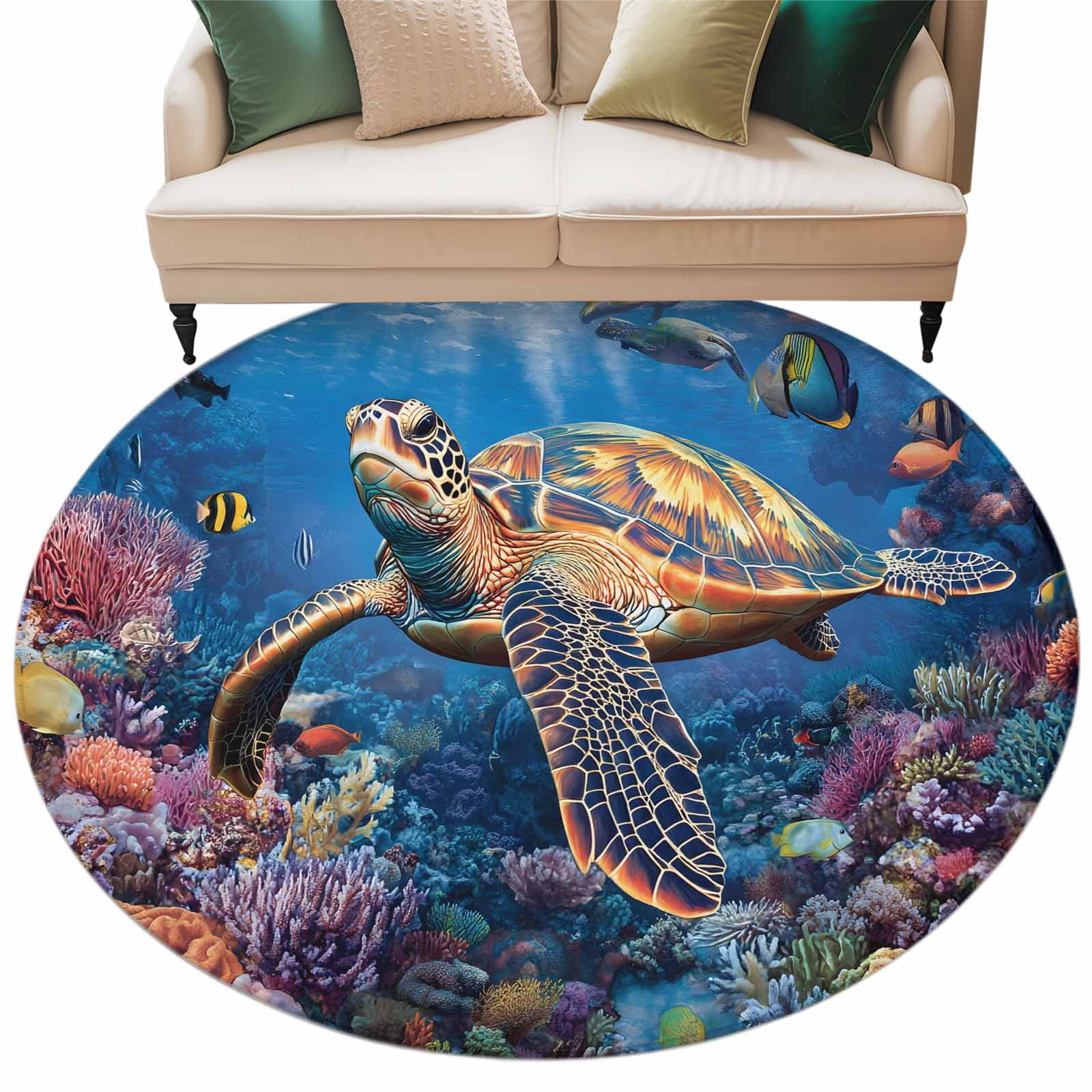 Coastal Turtle Large Area Rugs for Bedroom Living Room, Soft Non Slip ...