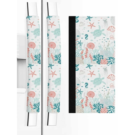 Coastal Turtle Refrigerator Door Handle Covers Set of 2, Teal Green ...