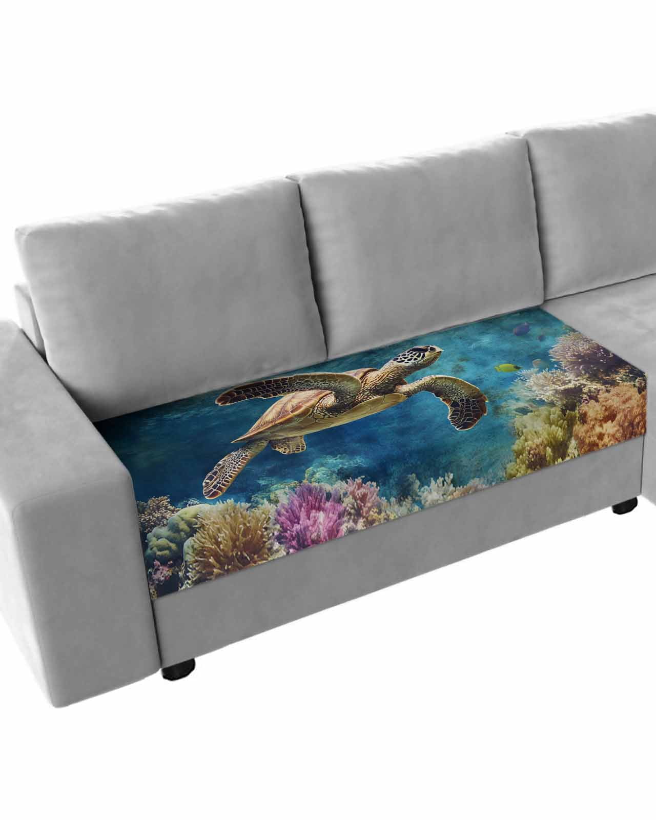 Coastal Turtle Sofa Couch Cushion Covers Washable, Removable ...