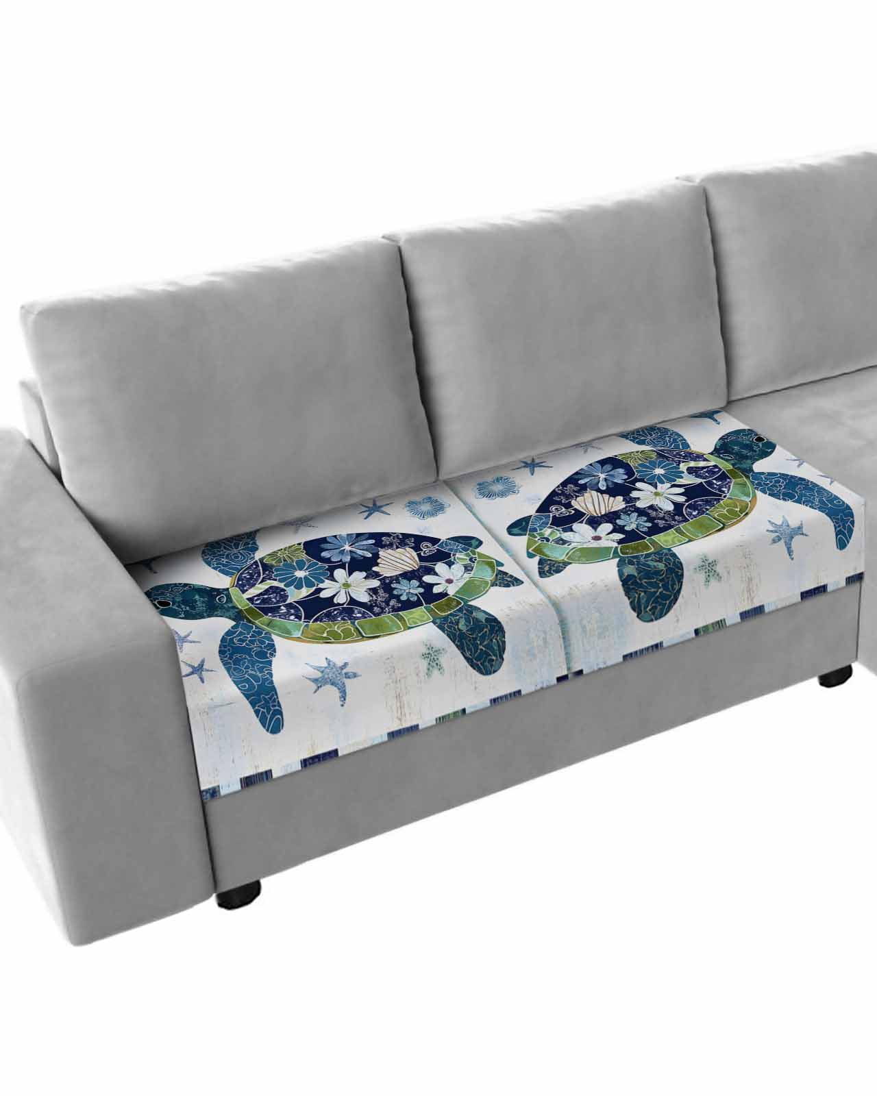 Coastal Turtle Sofa Couch Cushion Covers Washable, Removable ...