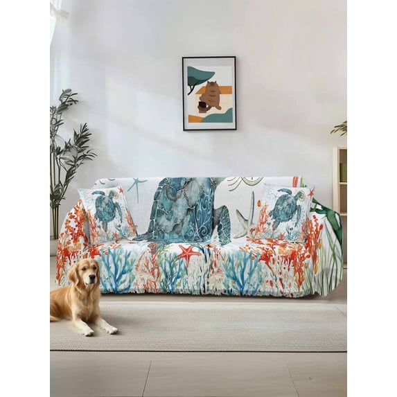 Coastal Turtle Sofa Covers for 2-3 Cushion Couch L-Shaped Sectional ...