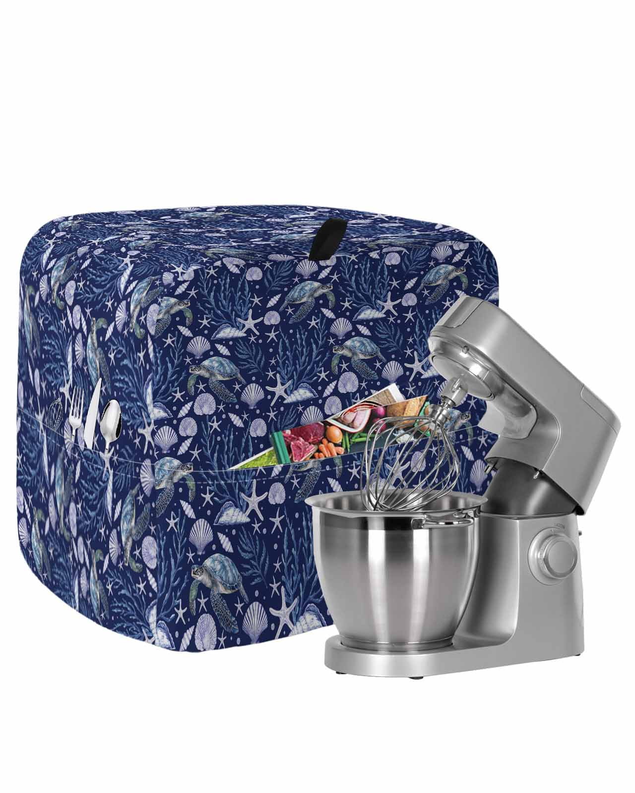 Coastal Turtle Stand Mixer Dust Cover with Storage Pocket & Handles ...