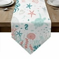 Coastal Turtle Table Runner Linen Burlap Table Runner 60 Inches Long ...
