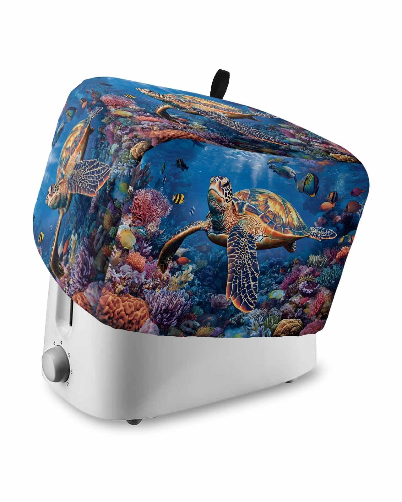 Coastal Turtle Toaster Cover 4 Slice, Turquoise Coral Tropical Ocean ...