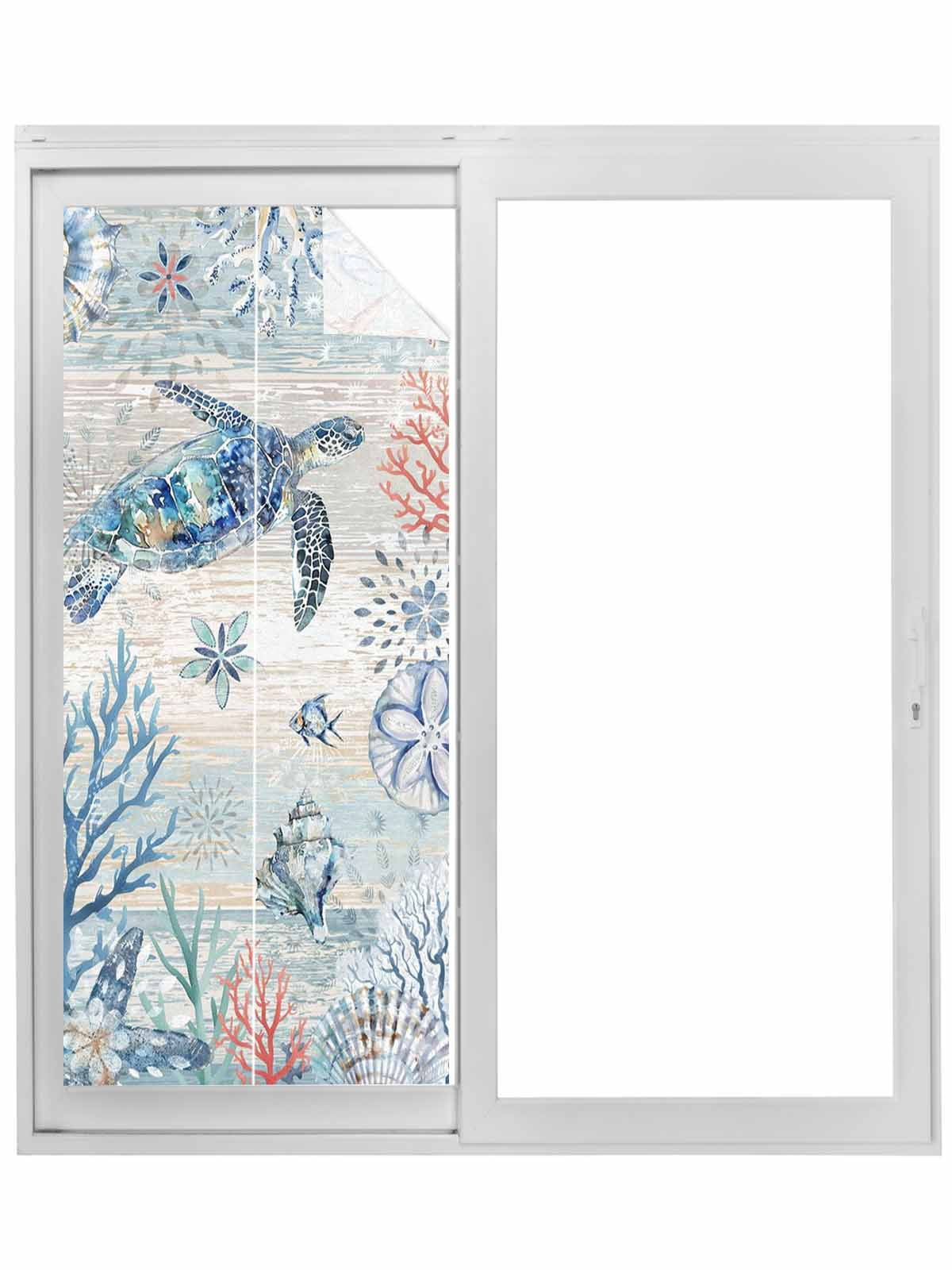 Coastal Turtle Window Privacy Film Stained Glass Window Film Decorative ...