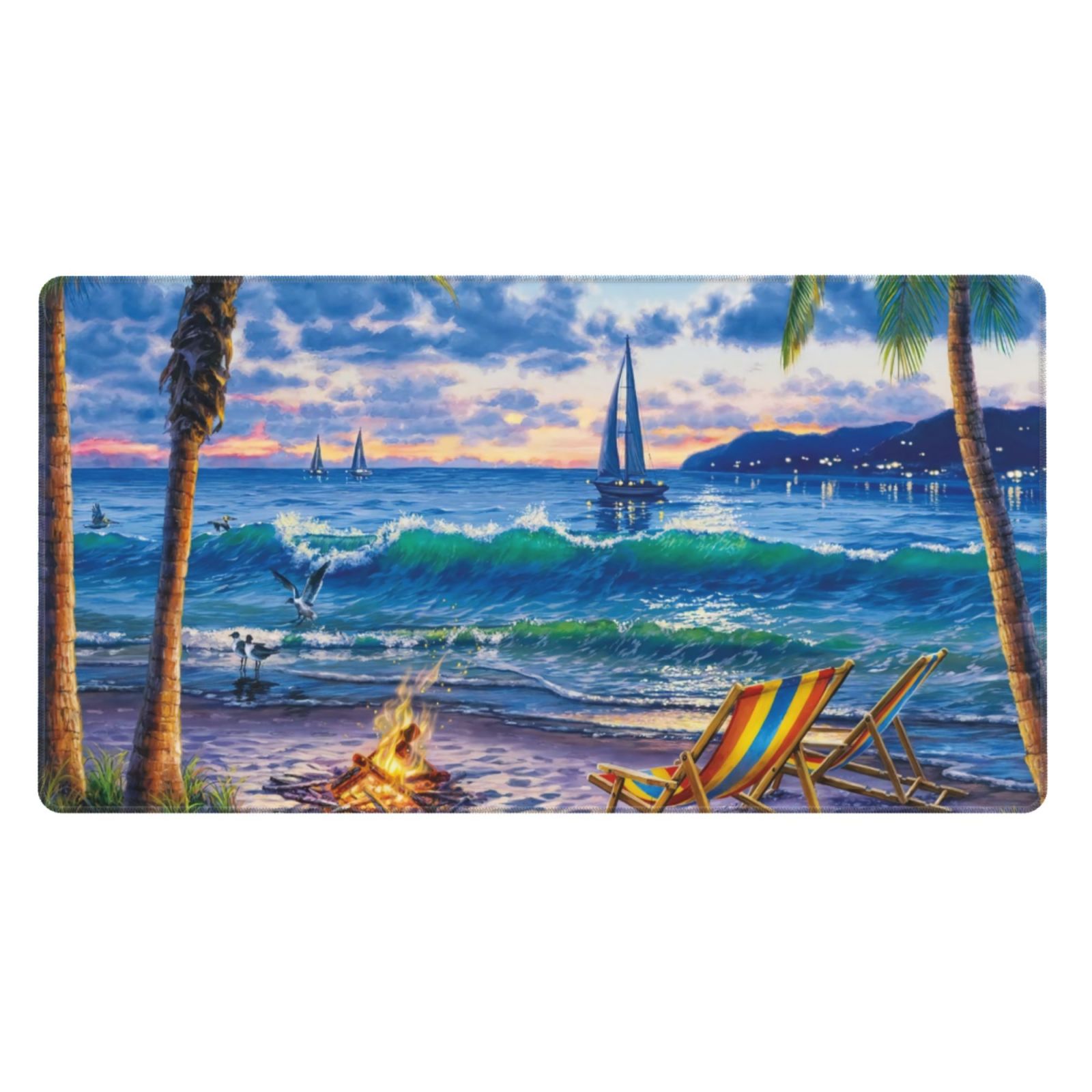 Coastal Twilight Mouse Pad 15.8x29.5 In - Extended Contour Mouse Mat ...