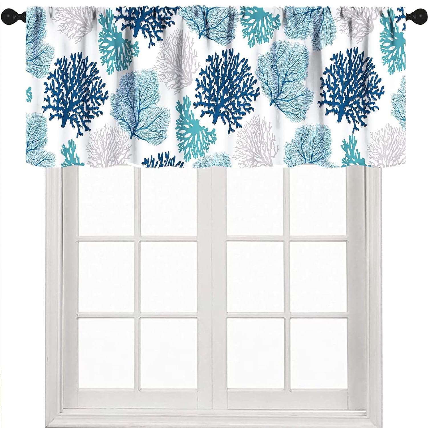 Coastal Valance for Windows,Summer Beach Curtains Valances Blue Coral ...