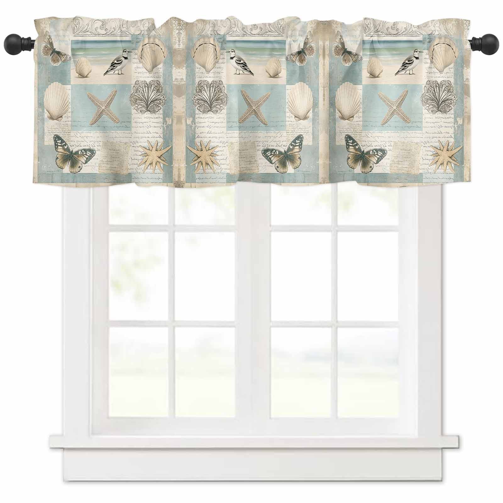 Coastal Valances for Windows Farmhouse Kitchen Curtains Valances Rod ...