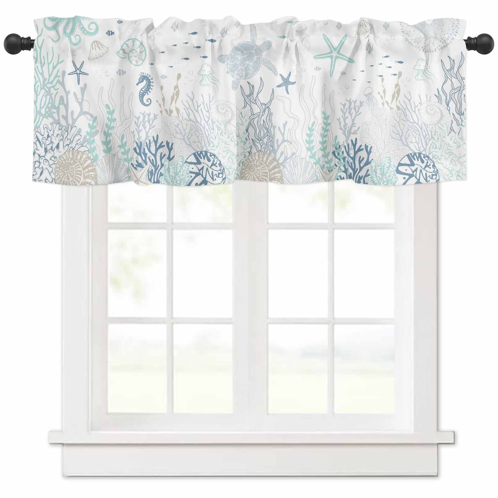 Coastal Valances for Windows Farmhouse Kitchen Curtains Valances Rod ...