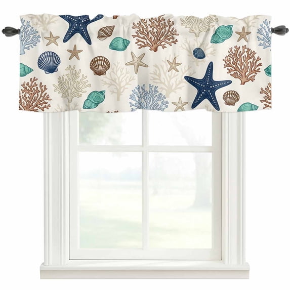 Coastal Valances for Windows Starfish Seashell Coral Summer Ocean ...