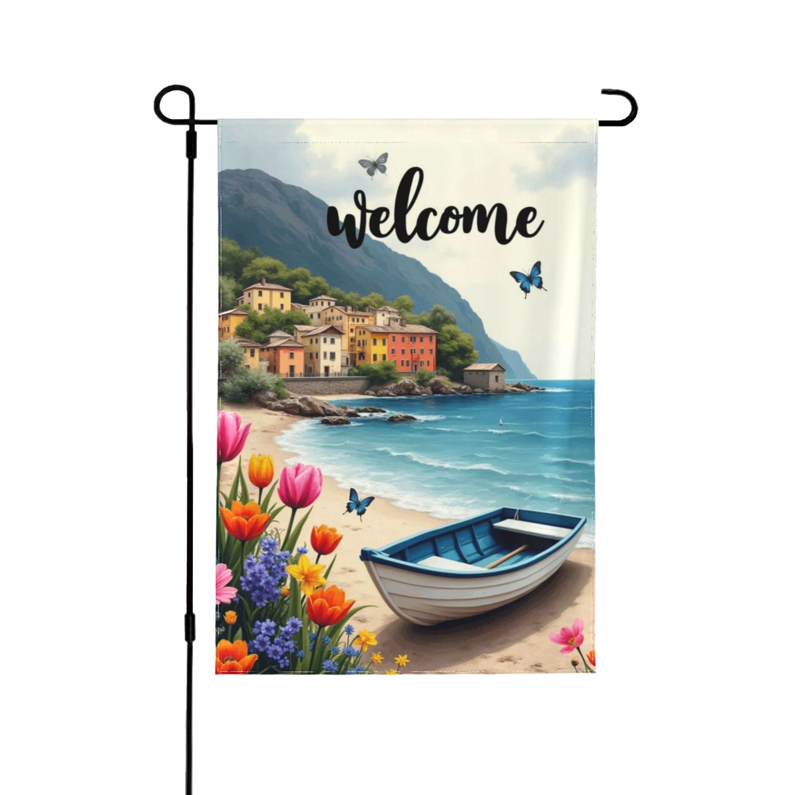 Coastal Village Welcome Garden Flag 12x18 Inch Double Sided – Summer ...
