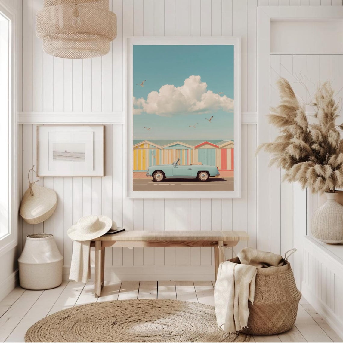 Coastal Vintage Car Beach House Summer Poster Unframed Paper Print ...