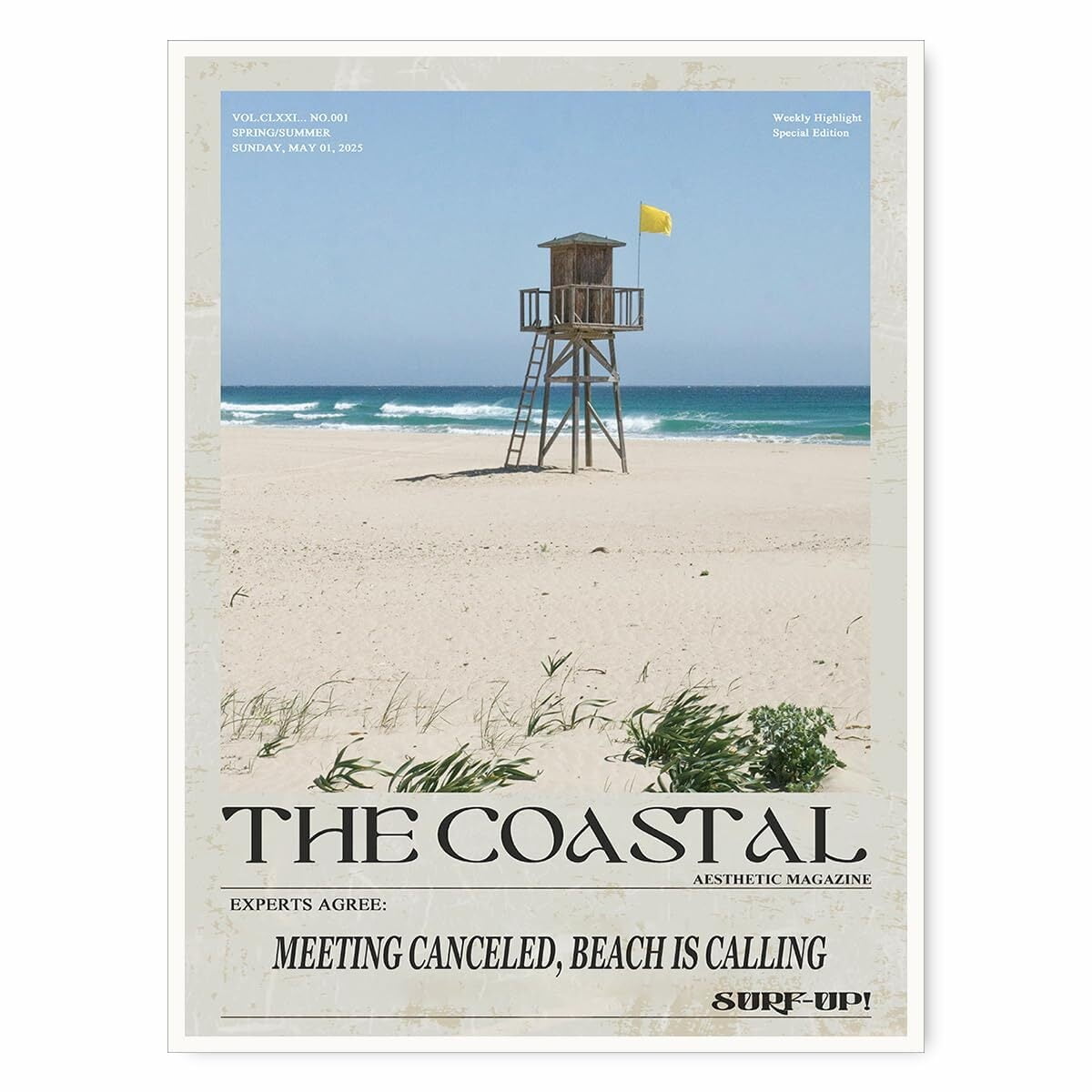 The Coastal Wall Art Beach Lifeguard Tower Poster Vintage Magazine ...