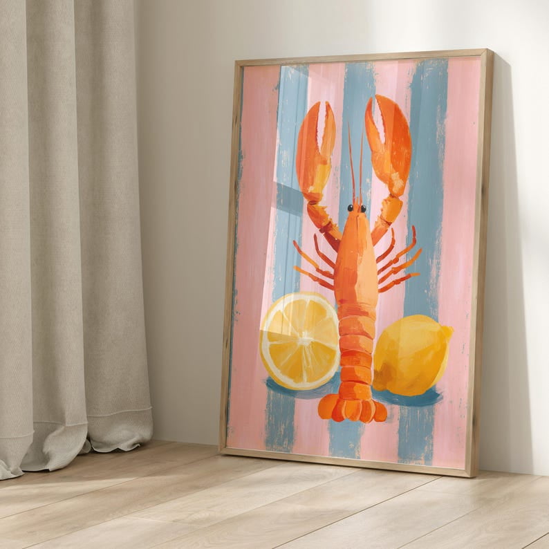 Coastal Wall Art, Beach Wall Art, Lobster Poster Print, Nautical Home ...