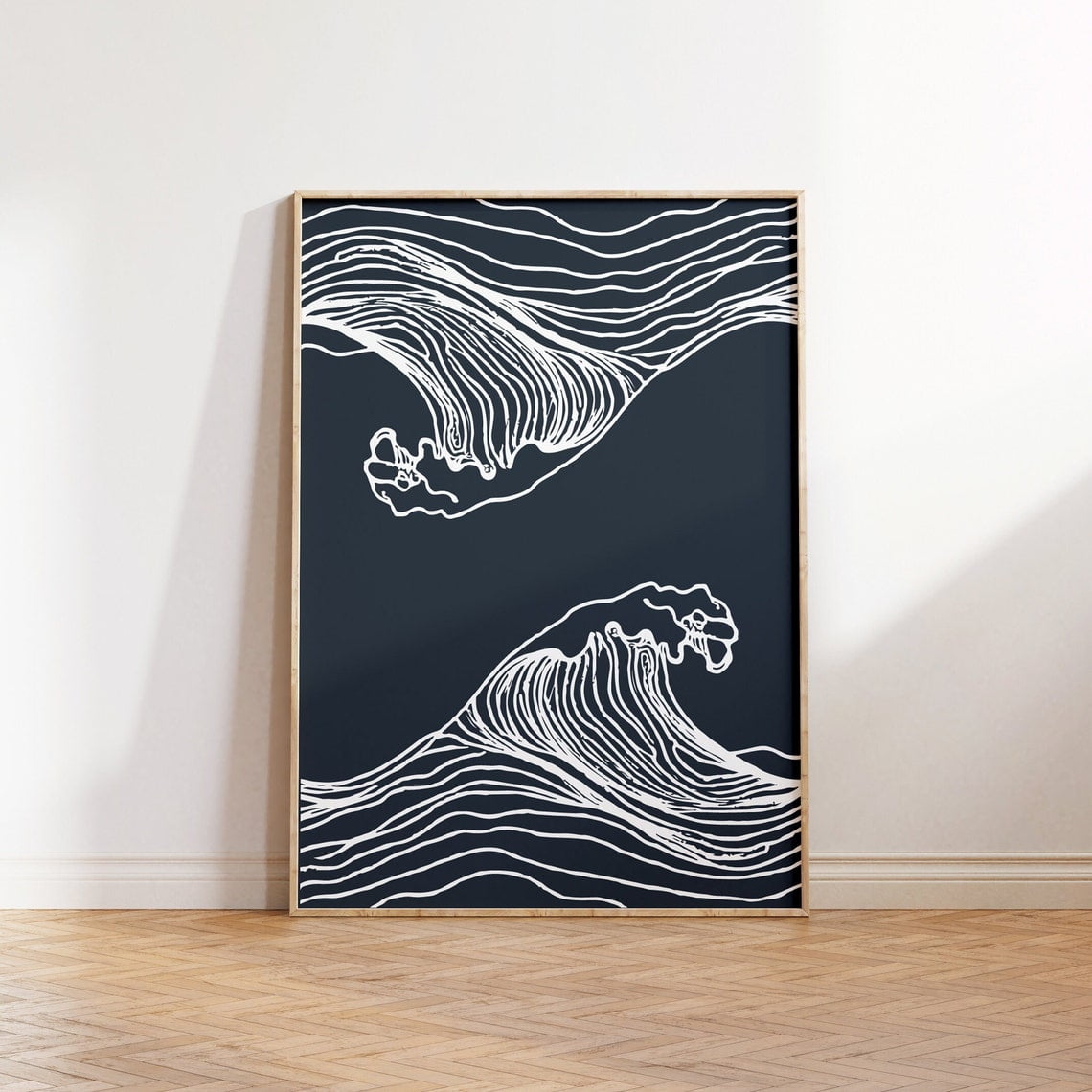Coastal Wave Poster Art, Beach House Ocean Inspired Wall Print ...