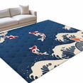 Coastal Wave Washable Rug 2.7x5 Area Rug for Living Room Bedroom Non ...