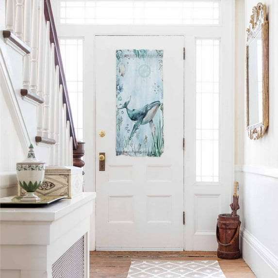 Coastal Whale Door Curtains for Door Window, French Sidelight Front ...