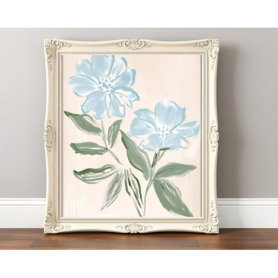 Coastal Wildflower Poster Preppy Cottagecore Floral Art, Stretched ...