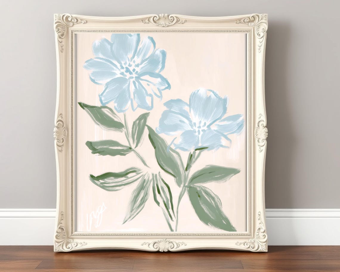 Coastal Wildflower Poster Preppy Cottagecore Floral Art, Unframed ...