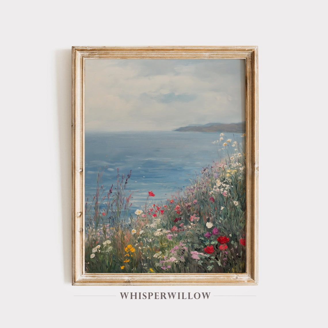 Coastal Wildflowers Ocean View,, Vintage Botanical, Summer Landscape ...