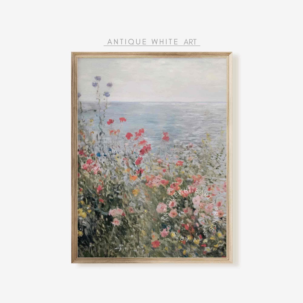 Coastal Wildflowers Wall Art Vintage Colorful Summer Field Print ...