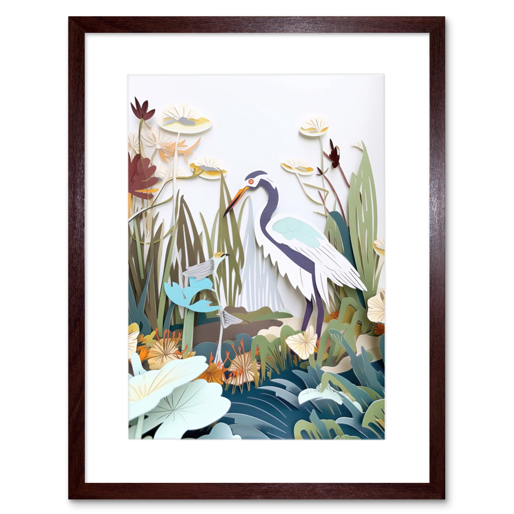 Coastal Wildlife Fauna and Flora Paper Style Artwork Framed Wall Art ...