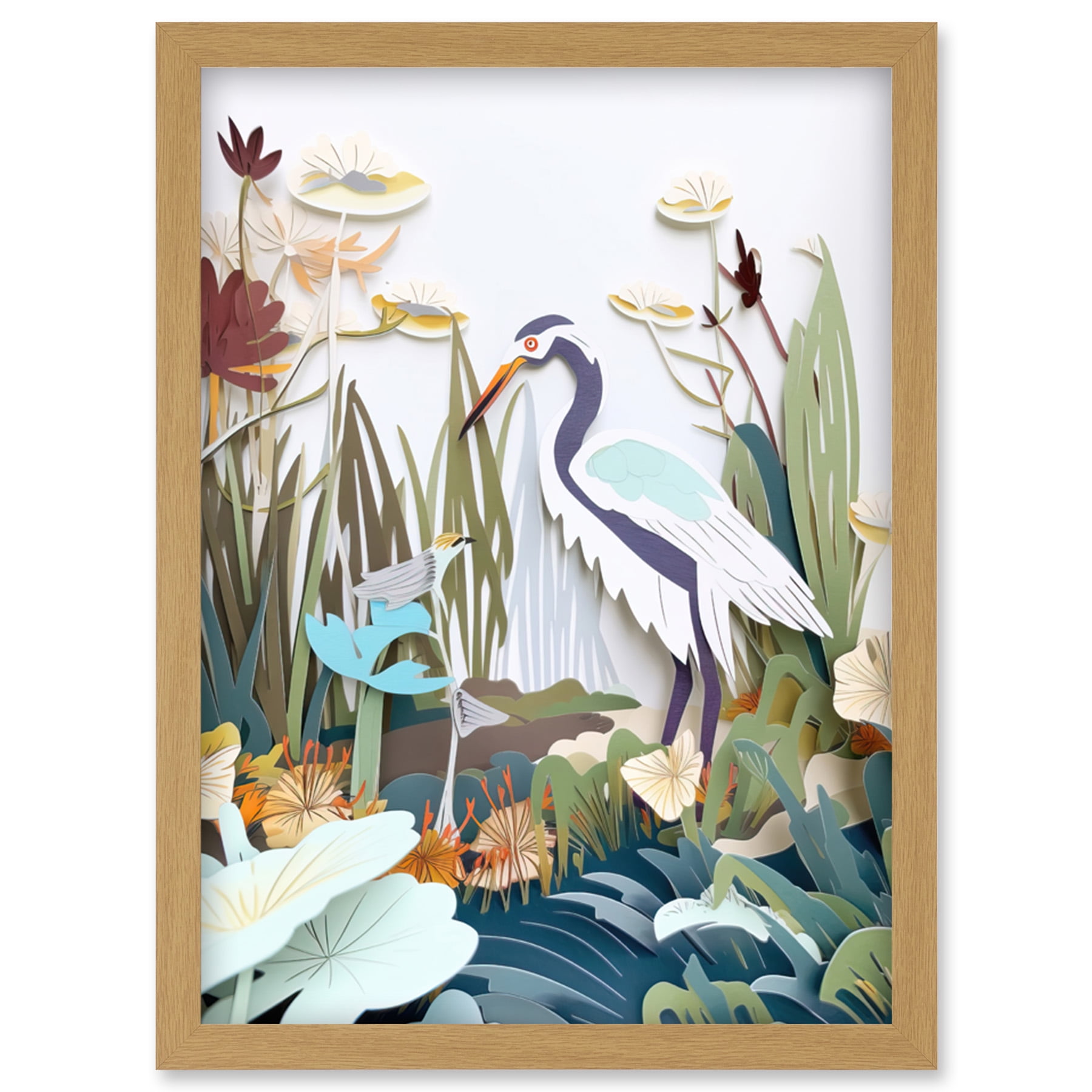 Coastal Wildlife Fauna and Flora Paper Style Artwork Framed Wall Art ...
